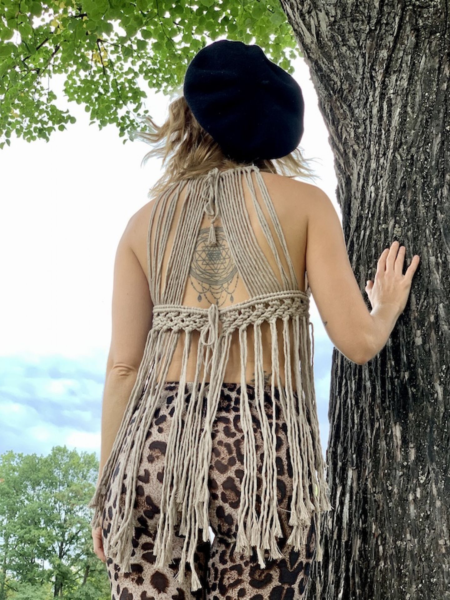 Knotted macramé tank top